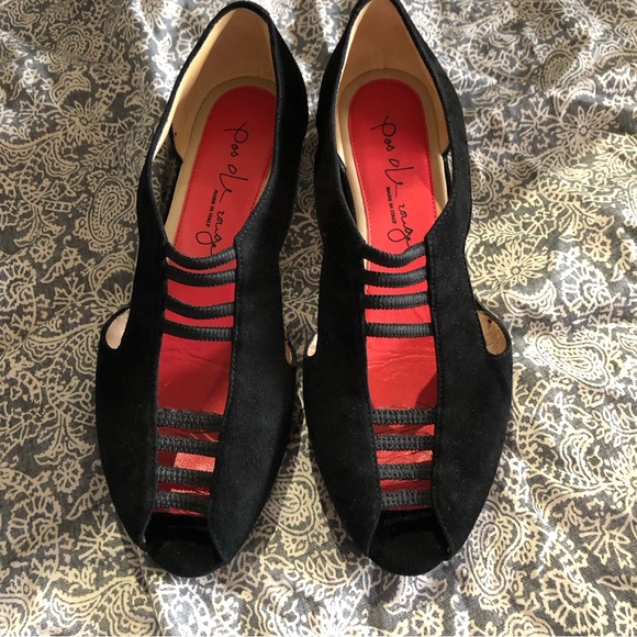 Pas de Rouge | Shoes | New Pas De Rouge Black Suede Leather Slide Wedge ...